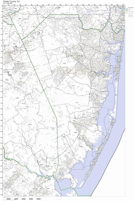 Ocean County New Jersey Nj Zip Code Map Not Laminated