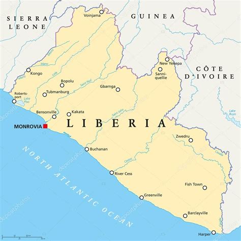 Liberia Political Map — Stock Vector © Furian 55895129