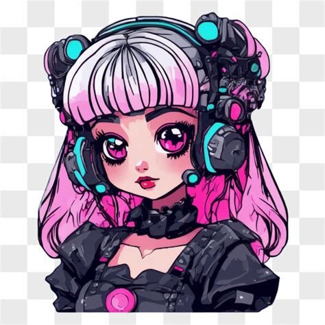 Download Anime Inspired Girl With Pink Hair And Headphones Cartoons