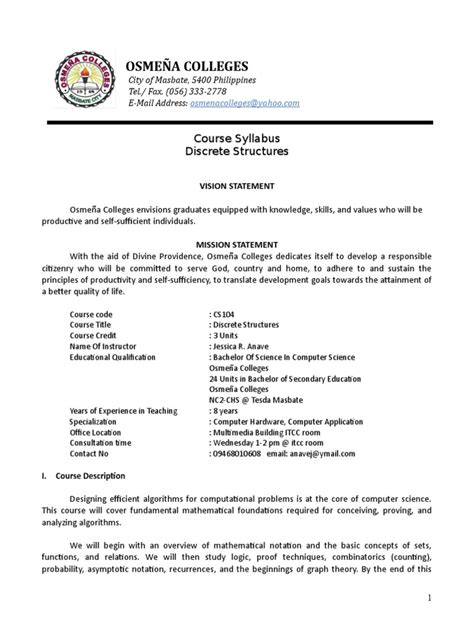 discrete structures syllabus 2018 anave pdf discrete mathematics