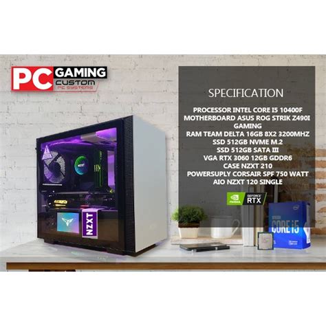 Jual Pc Gaming Komputer Rakitan Itx Intel I5 10400f Ram 16gb Vga Rtx 3060 12gb Original Shopee
