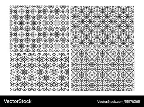 Elegant Seamless Ornamental Patterns A Intricate Vector Image