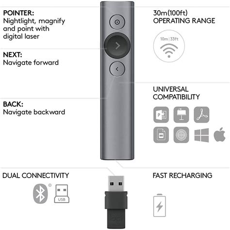 Logitech Spotlight Presentation Remote Advanced Digital Highlighting
