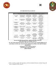 ENVIRONMENTAL SCIENCE Midterm Exam Docx ENVIRONMENTAL SCIENCE Answer The Following Questions