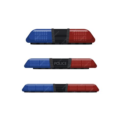 사이렌 경찰 점멸 장치 또는 구급차 점멸 장치 사이렌 경찰 라이트 벡터 전구는 파란색과 빨간색입니다 프리미엄 벡터