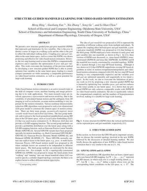 Pdf Structure Guided Manifold Learning For Video Based Motion Estimation