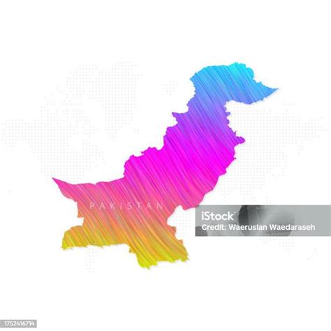 파키스탄 지도 화려한 하프톤 그라데이션 흰색 배경에 추상적인 선의 미래 기하학적 패턴 0명에 대한 스톡 벡터 아트 및 기타 이미지 0명 개념 공란 Istock