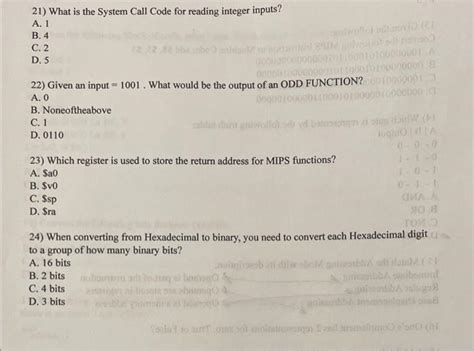 solved 21 what is the system call code for reading integer