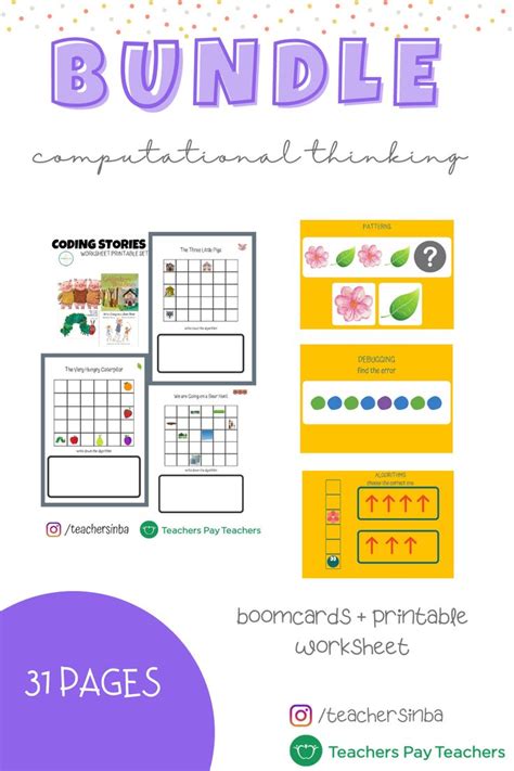 Bundle Computational Thinking Algorithms Boom Cards Worksheet No Link
