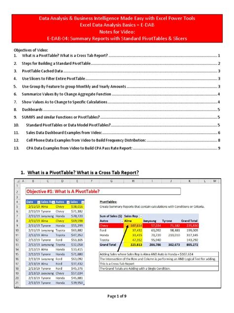 e dab 04 pivottables pdf information management information science