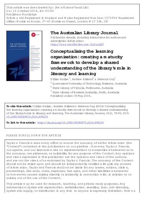 Pdf Conceptualising The Learning Organisation Creating A Maturity