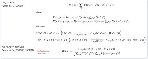 Missing The Cost Function Of Tmccoeffnormed With Mask For Matchtemplate In Api Doc C