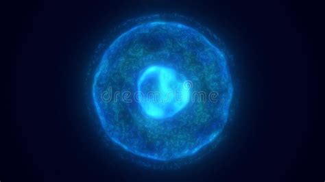 Blue Energy Glowing Sphere Futuristic Atom From Electric Magic Particles Stock Footage Video