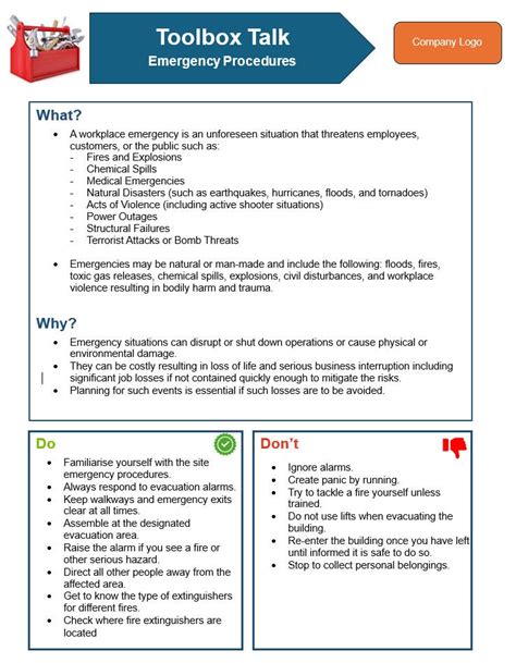 Toolbox Talk Template for Workplace Health and Safety Compliance ...