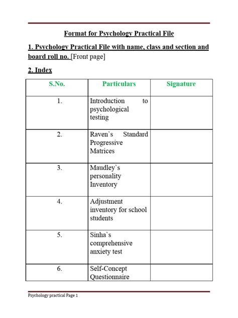 Psychology Practical File Class Xii Pdf