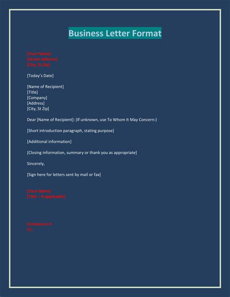 Free Printable Formal Business Letter Templates Pdf Word Example