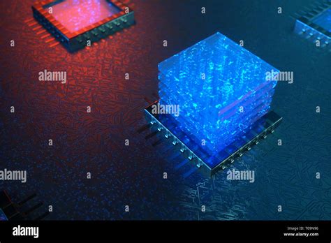 AI Artificial Intelligence CPU Concept Machine Learning CPU On The Board With Glow Tracks