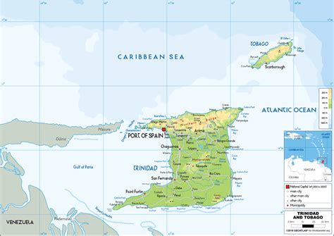 Trinidad And Tobago Physical Map