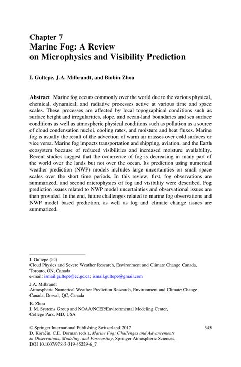 Pdf Marine Fog A Review On Microphysics And Visibility Prediction