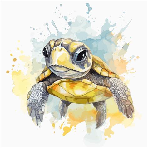 Premium Vector A Drawing Of A Turtle With A Yellow Face And A Black
