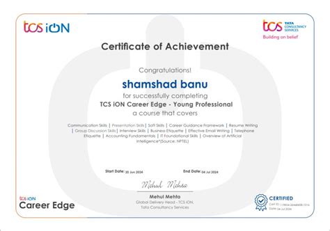 k shamshad banu on linkedin certification tcsion careergrowth