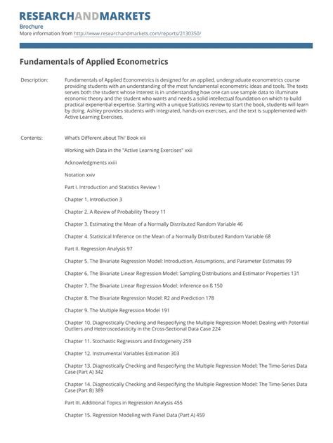 Fillable Online Fundamentals Of Applied Econometrics Fax Email Print