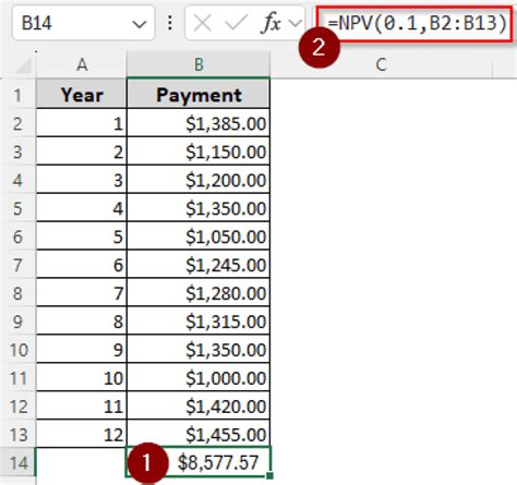 how to calculate present value in excel with different payments excel