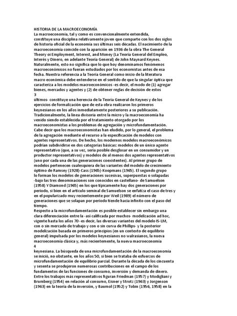 Historia De La Macroeconomía Pdf Macroeconómica Microeconomía