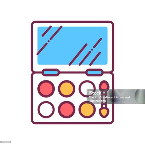 아이 섀도우 팔레트 컬러 라인 아이콘입니다 장식 화장품 기호입니다 뷰티 산업 전문 페이셜 메이크업 웹 페이지 모바일 앱 프로모션용 픽토그램 0명에 대한 스톡 벡터 아트 및