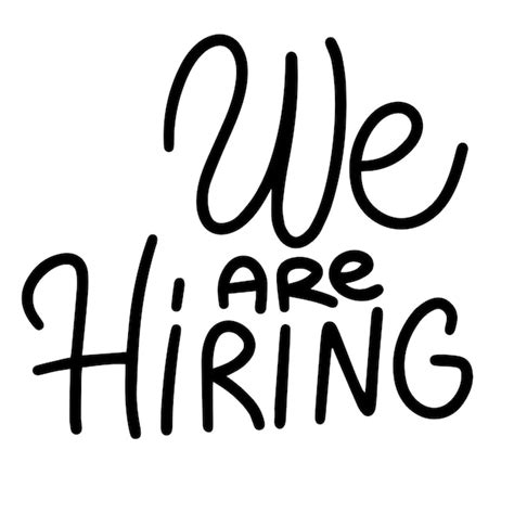 우리는 투명한 배경에 고립된 텍스트를 고용하고 있습니다 손으로 그린 터 아트 프리미엄 벡터