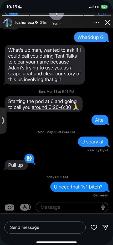 Lush post screen shots of him and Yuriy text : r/NoJumper