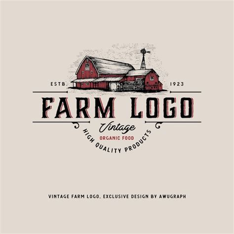 빈티지 농장 로고 프리미엄 벡터