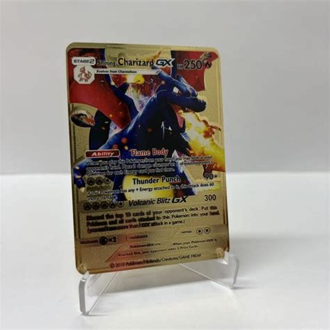 Shining Charizard Gx Hp250 Pokemon Gold Metal Card Collectibledisplay