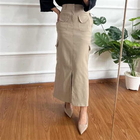 Katun Lsf Pamel กระโปรงคาร์โก้ผู้หญิง Span Cargo Highwaist Youth Skirt