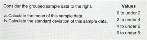 solved consider the grouped sample data to the right a