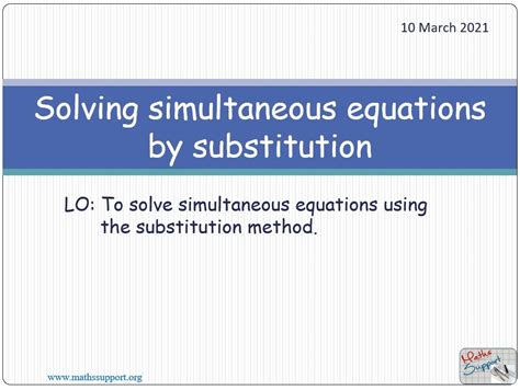 Maths IGCSE E Simultaneous Equations By Substitution