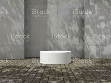 디스플레이 용 받침대 디자인을 위한 플랫폼 빈 제품 벽에 나무 그림자가 있는 빈 방 3d 렌더링 0명에 대한 스톡 사진 및 기타 이미지 Istock