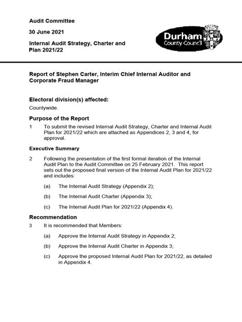 Internal Audit Charter Strategy And Plan 202122 Pdf