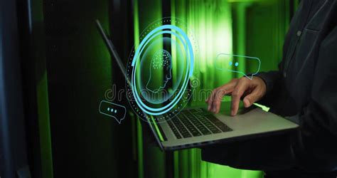 Image Of Ai Data Processing Over African American Man Using Laptop