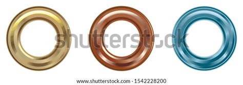 Grommets Set Isolated Solid Brass Eyelets Stock Vector Royalty Free