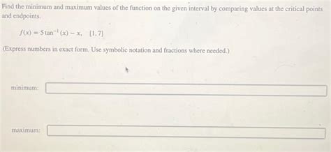 Solved Find The Minimum And Maximum Values Of The Function Chegg