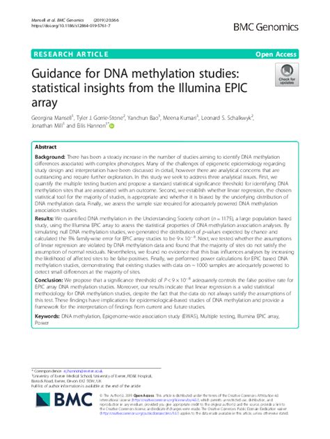 Pdf Guidance For Dna Methylation Studies Statistical Insights From