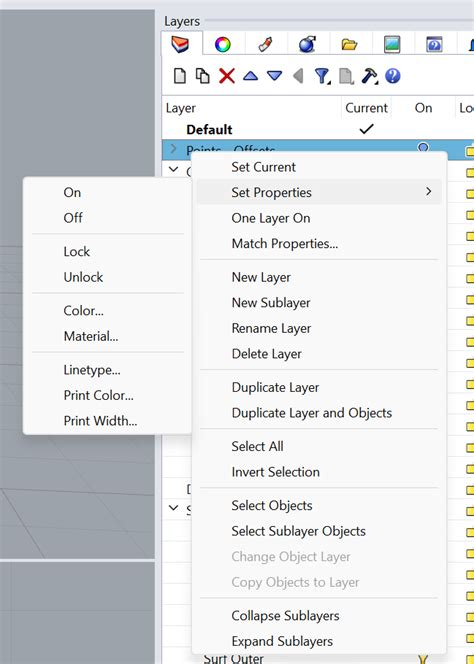 Layer Actions Drop Down Menu Changes Serengeti Rhino WIP McNeel Forum