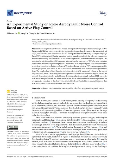PDF An Experimental Study On Rotor Aerodynamic Noise Control Based On Active Flap Control