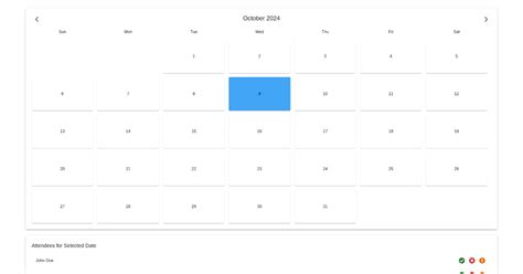 React Mui Attendance Calendar Component Easy Time Tracking