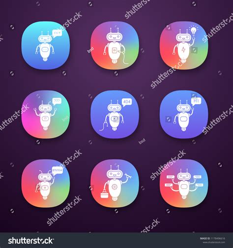 Chatbots App Icons Set Uiux User Stock Vector Royalty Free 1178496616