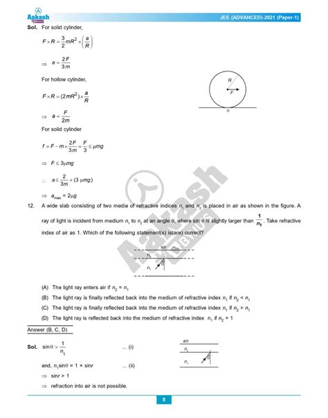 JEE Advanced Paper Physics Question Paper Download PDF