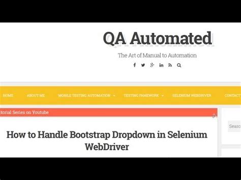 How to Handle BootStrap Dropdown in Selenium WebDriver. - YouTube