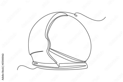 Continuous One Line Drawing Astronaut Helmet Outer Space Concept Single Line Draw Design