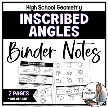 Inscribed Angles Geometry Guided Binder Notes By Lisa Davenport